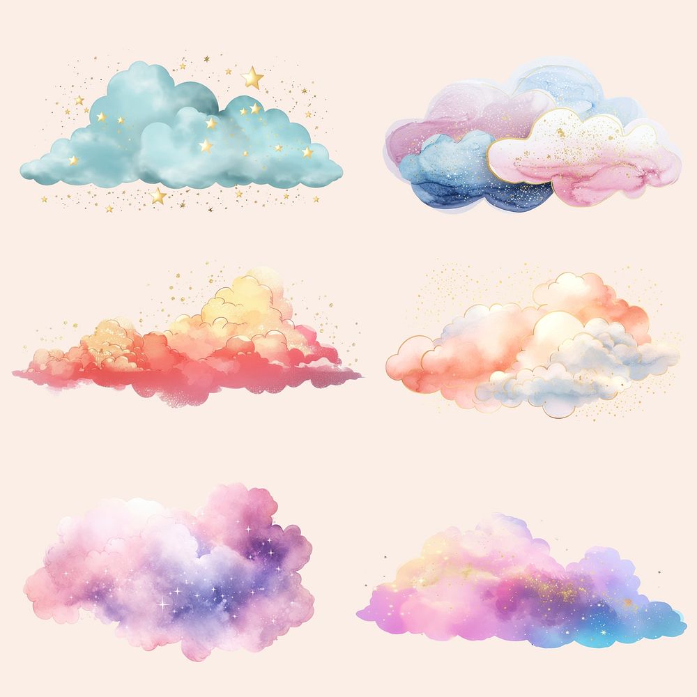 Colorful dreamy artistic clouds set | Premium PSD - rawpixel