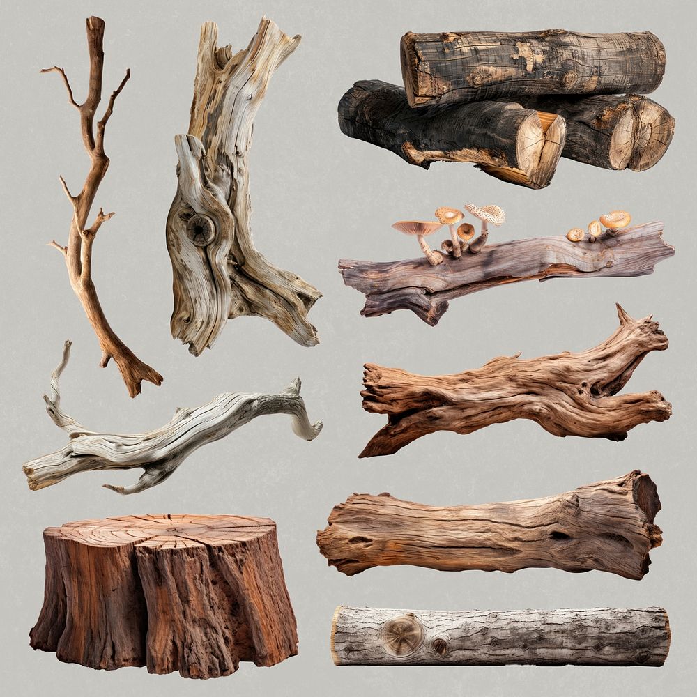 Natural wooden logs and branches | Premium PSD - rawpixel