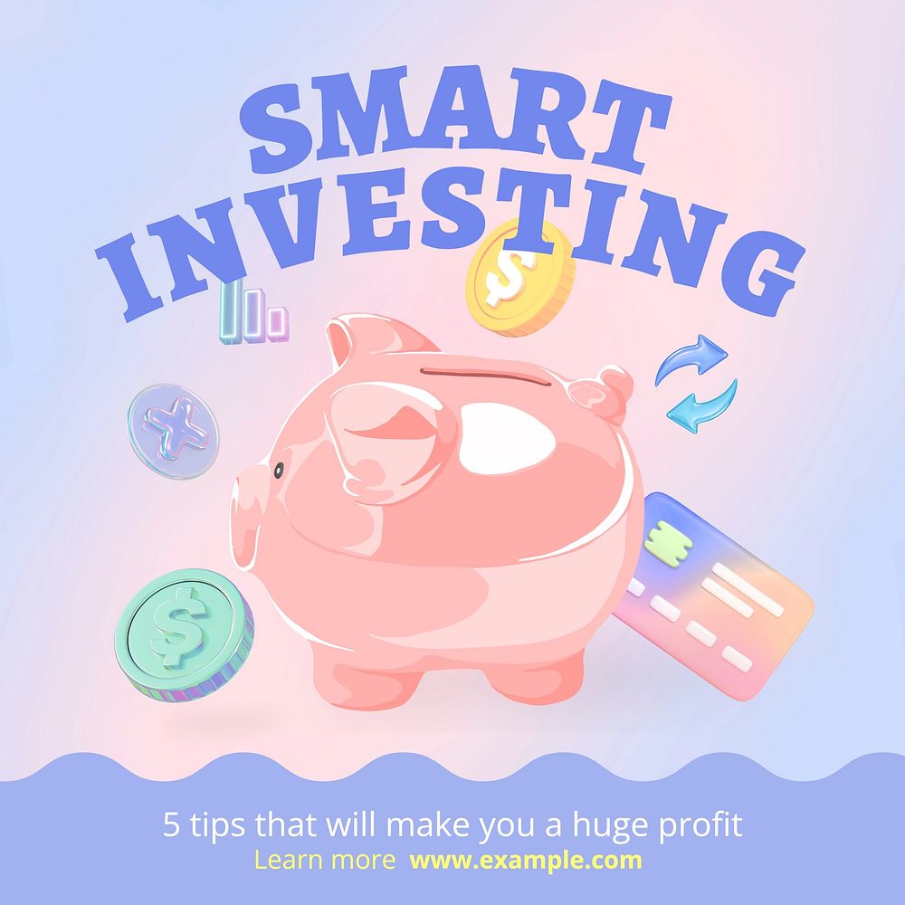 Smart investing Instagram post template | Free Photo - rawpixel