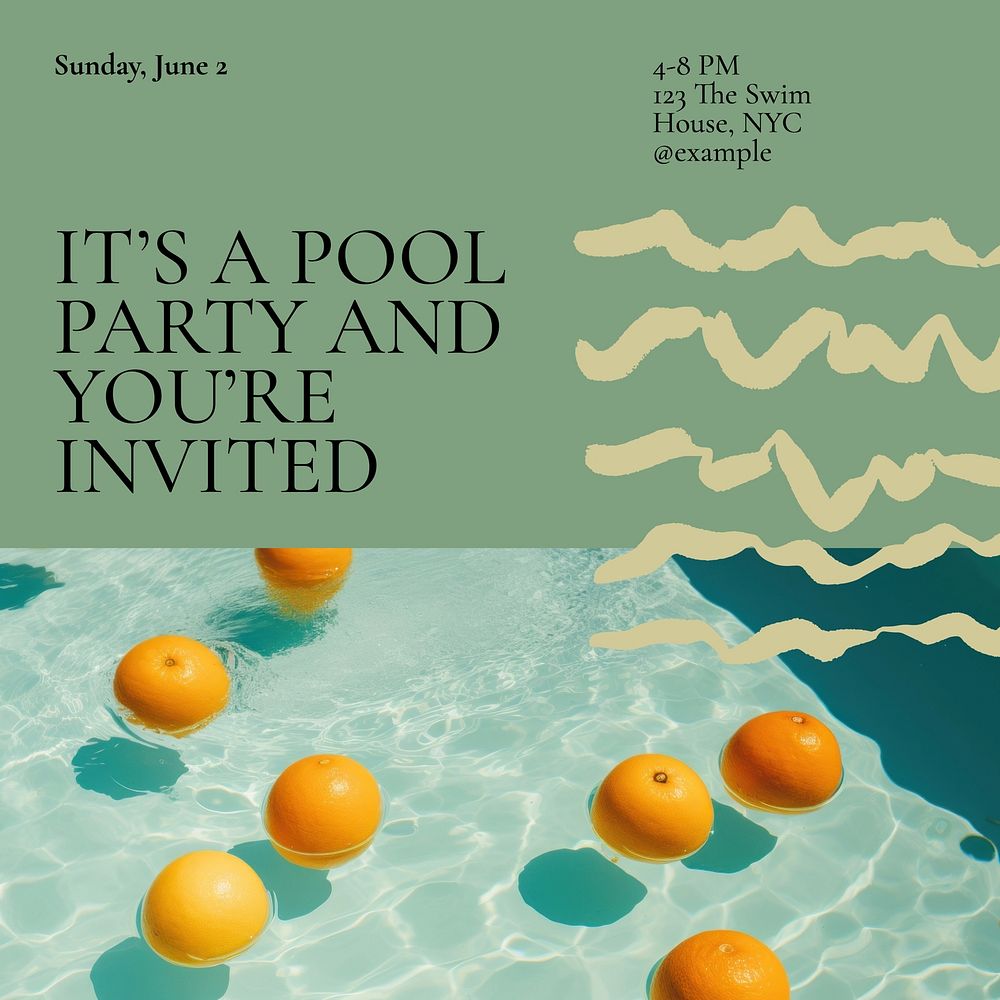 Pool party Facebook post template, | Free Photo - rawpixel