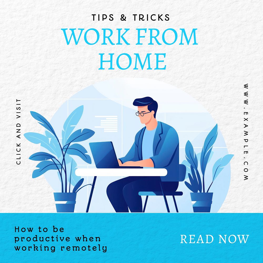 Work home Facebook post template | Free Photo - rawpixel