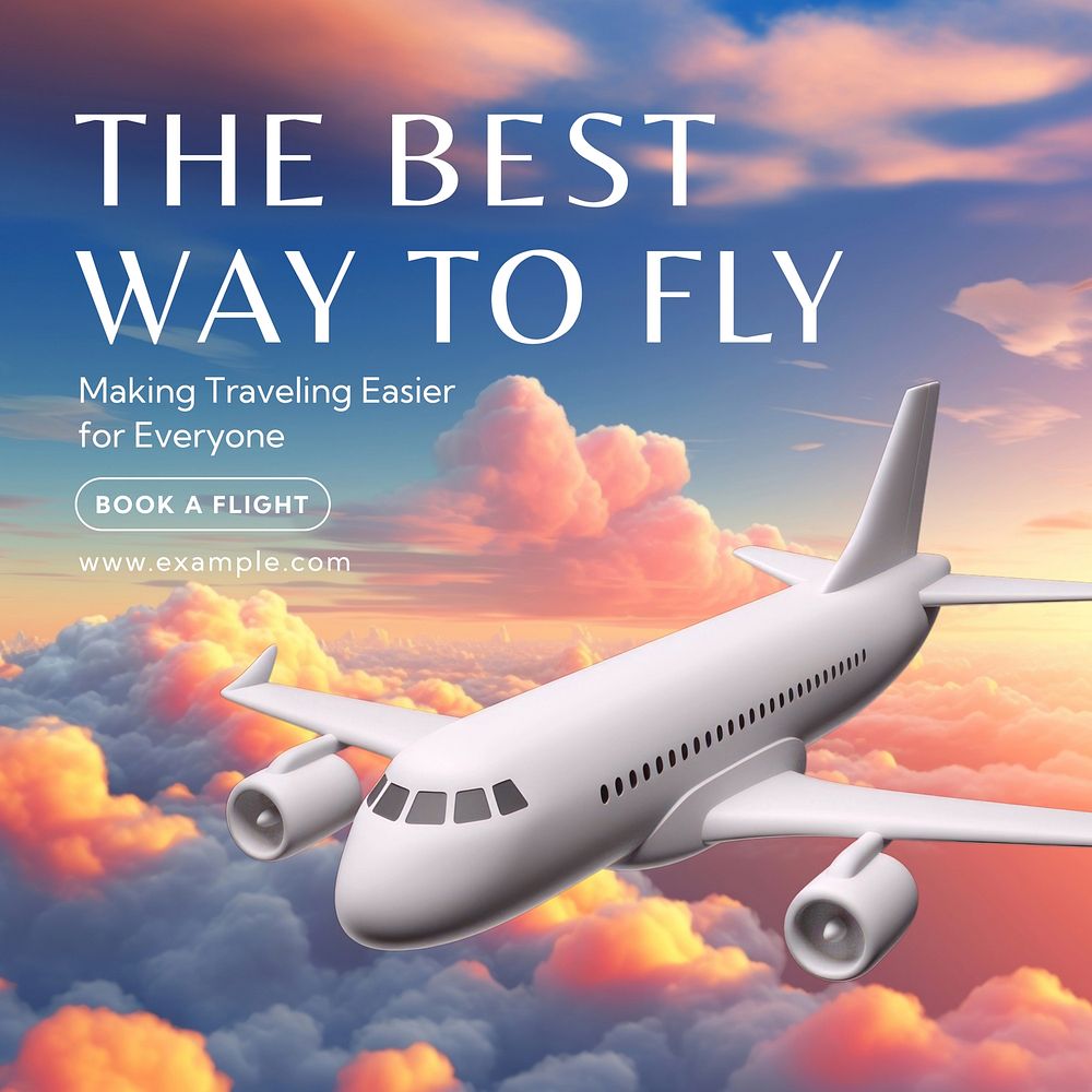 Airline advertisement Instagram post template | Free Photo - rawpixel