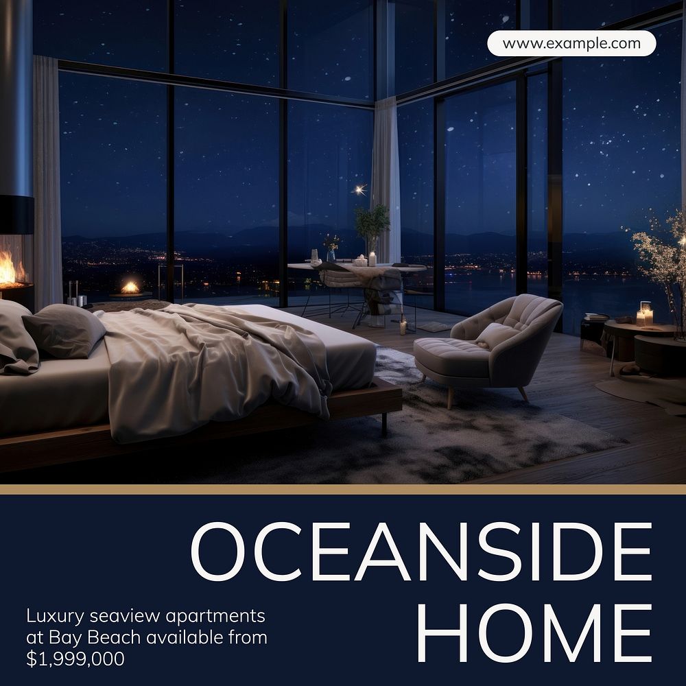Oceanside home Instagram post template | Free Photo - rawpixel