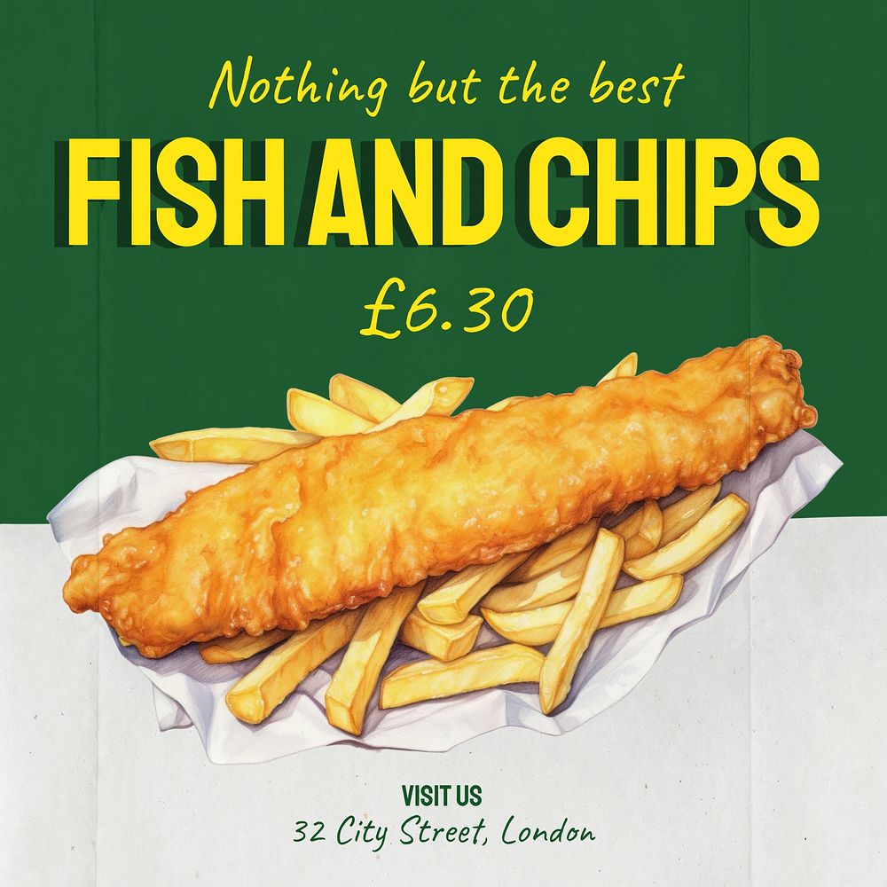 Fish and chips Instagram post | Free Photo - rawpixel