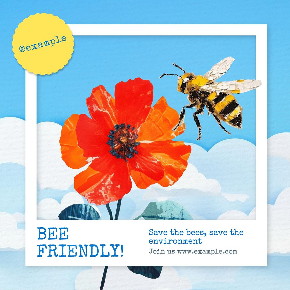 Bee friendly Instagram post template | Free Photo - rawpixel