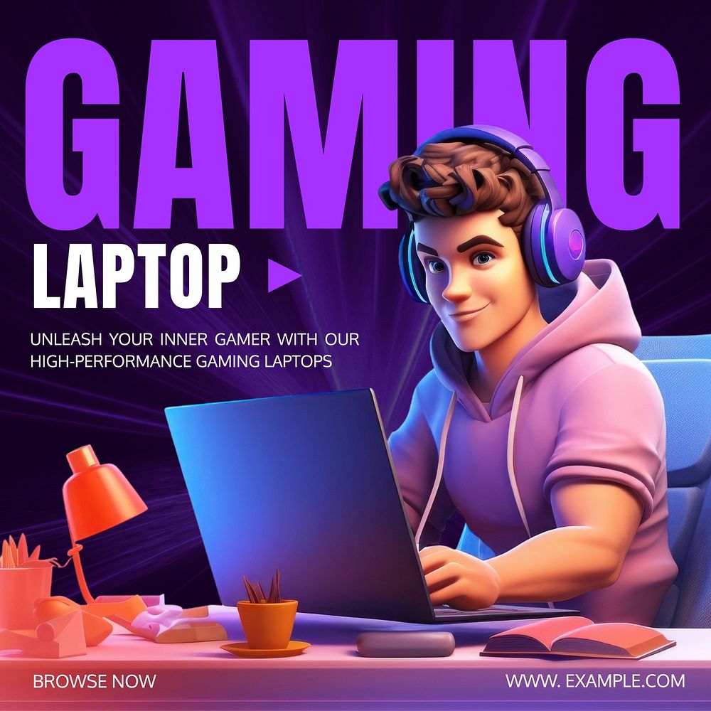 Gaming laptop Facebook post template | Free Photo - rawpixel