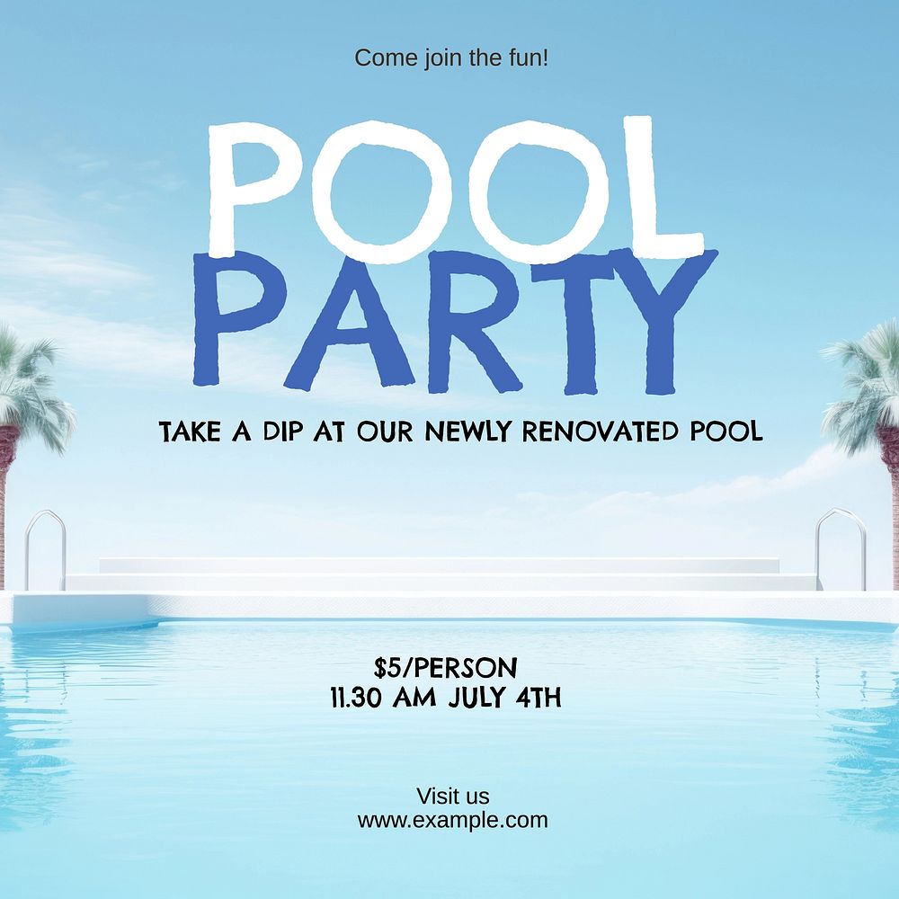 Pool party Instagram post template | Free Photo - rawpixel