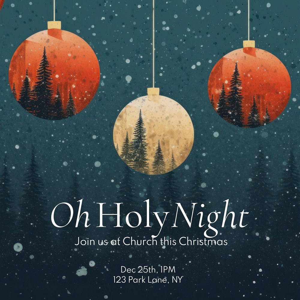 Christmas church Instagram post template | Free Photo - rawpixel