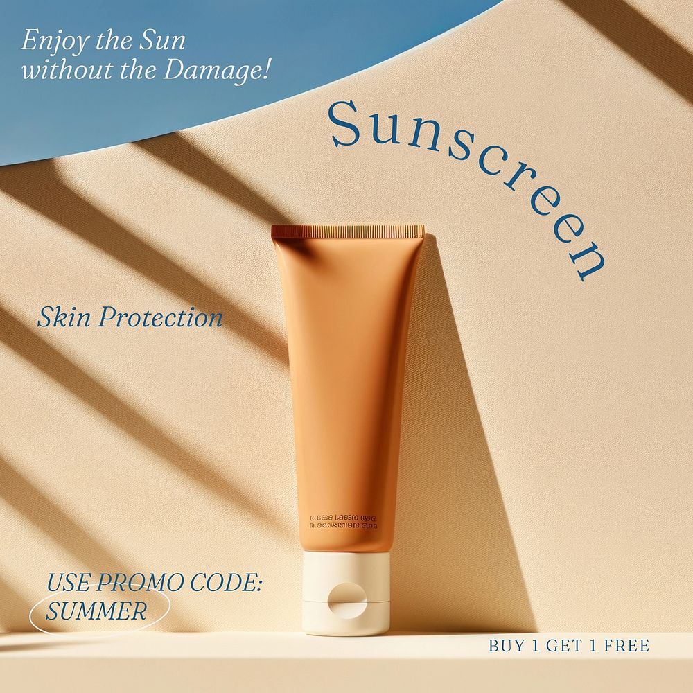 Sunscreen advertisement Instagram post template | Free Photo - rawpixel