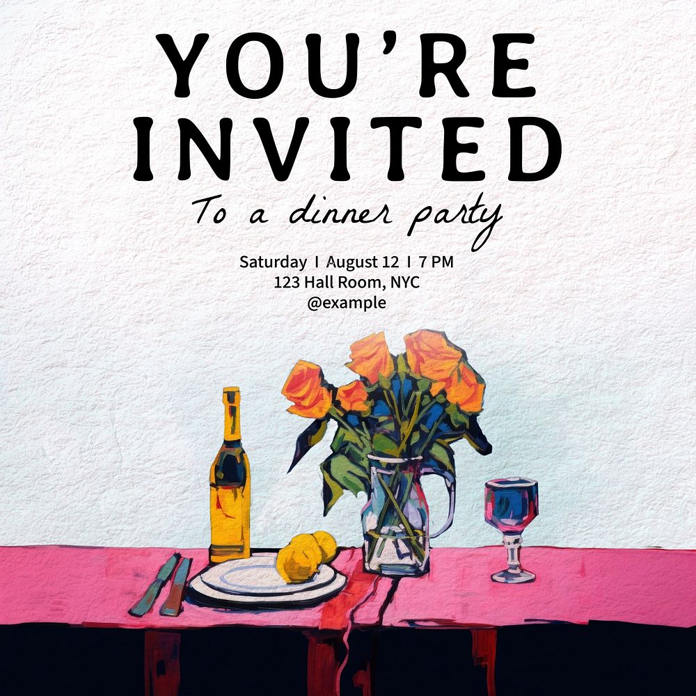 Dinner party Facebook post template | Free Photo - rawpixel