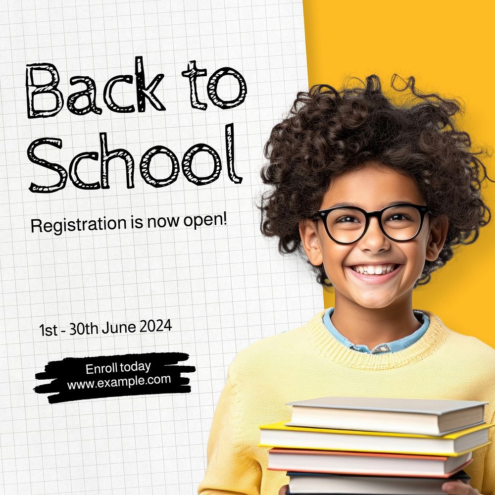 School registration Instagram post template | Free Photo - rawpixel