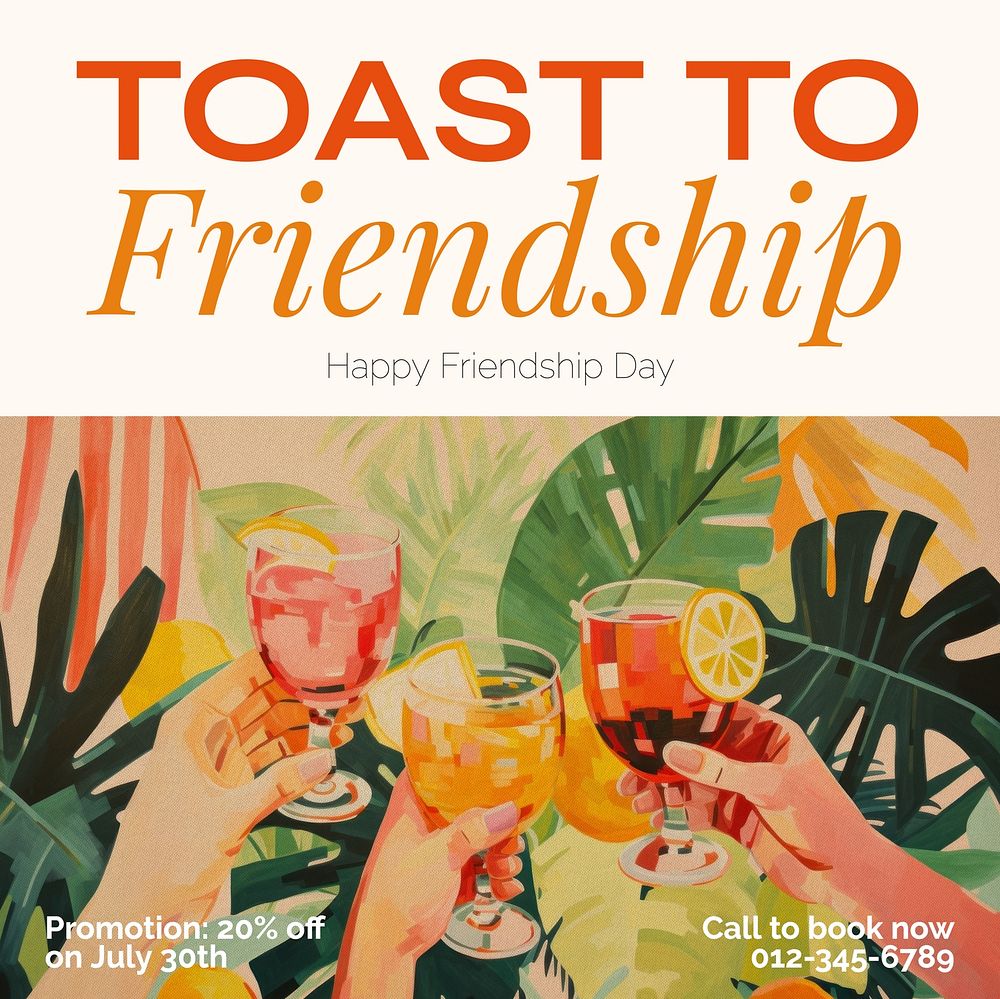 Toast friendship Facebook post template | Free Photo - rawpixel