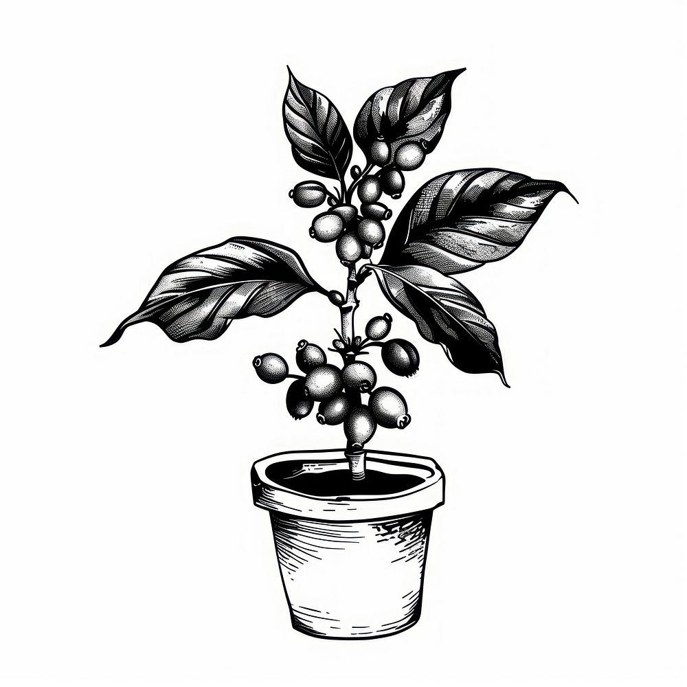 Coffee plant illustrated drawing produce. | Free Photo Illustration ...