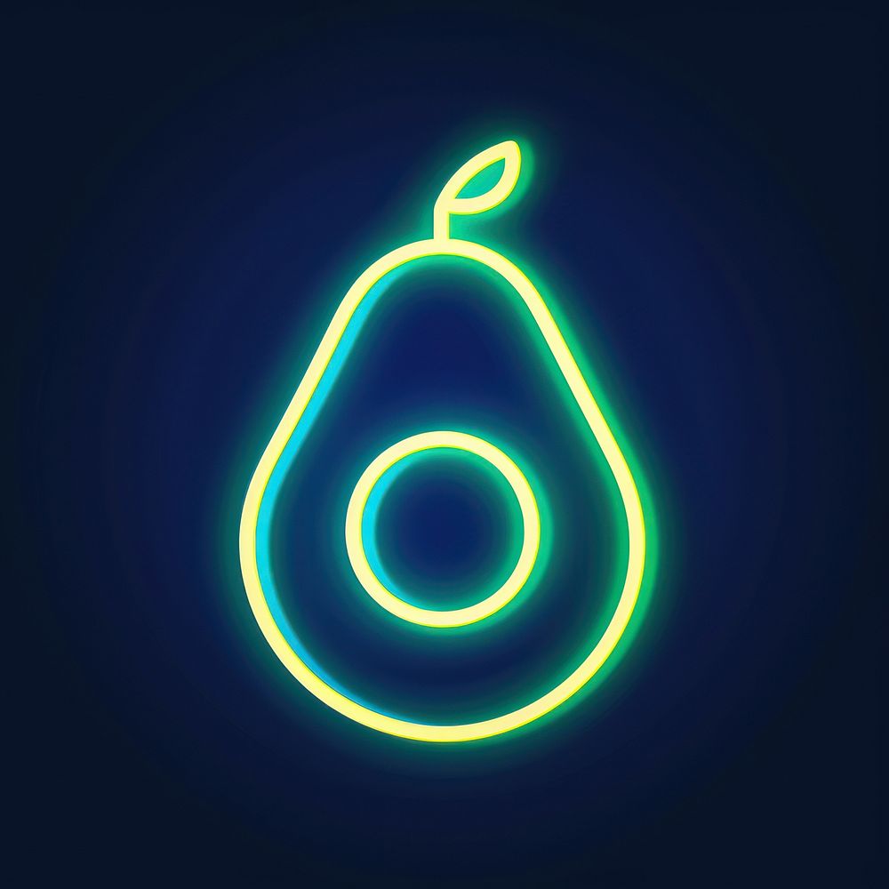 Avocado neon light disk. | Free Photo Illustration - rawpixel
