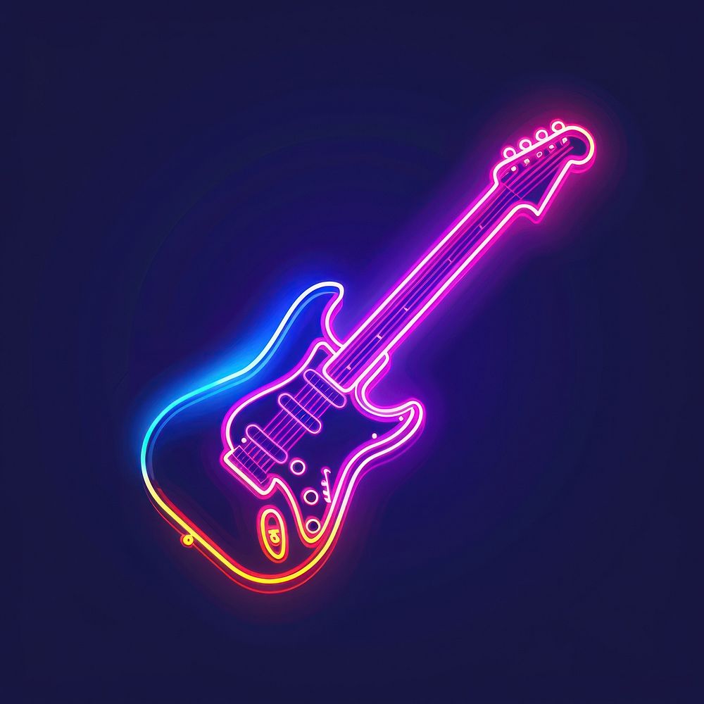 Guitar neon light musical instrument. | Free Photo Illustration - rawpixel