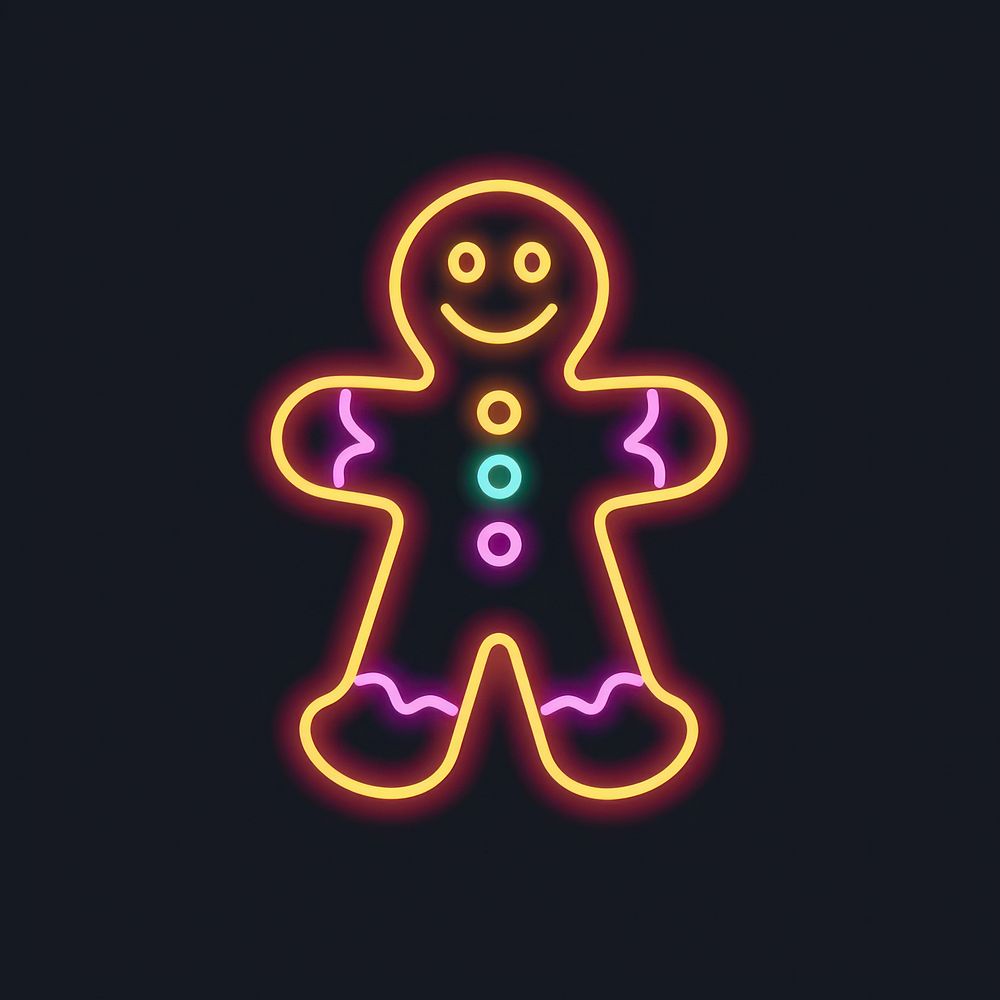Gingerbread man icon neon light. | Free Photo Illustration - rawpixel