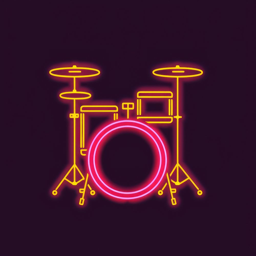 Drum icon neon scoreboard lighting. | Free Photo Illustration - rawpixel