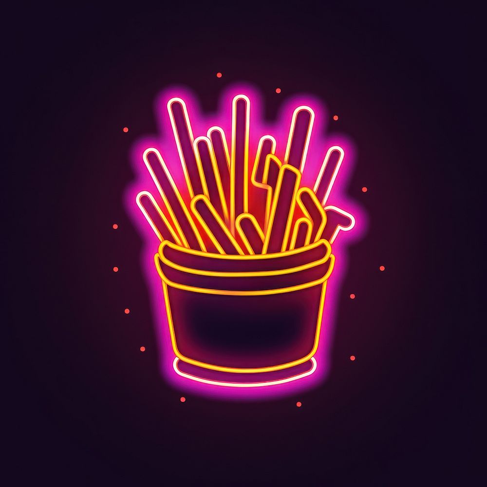 French fries icon neon dynamite | Free Photo Illustration - rawpixel