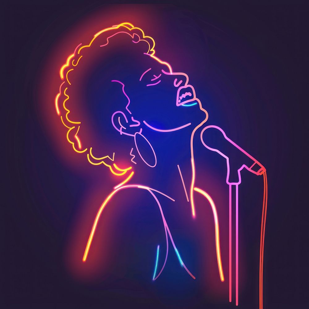 Singer icon neon blackboard performer. | Free Photo Illustration - rawpixel