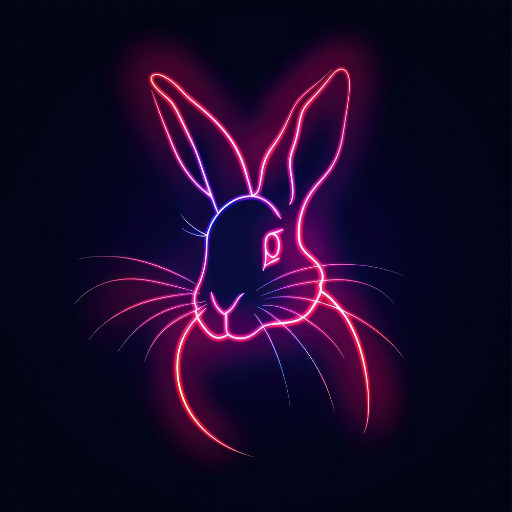 Rabbit icon neon astronomy outdoors. | Free Photo Illustration - rawpixel