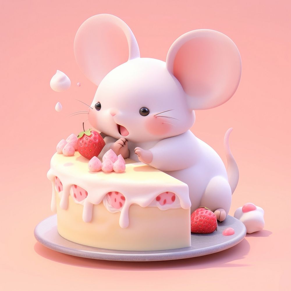 Mouse eating cake big size | Free Photo Illustration - rawpixel