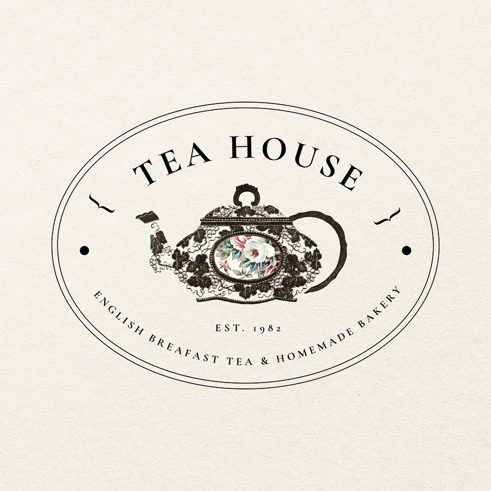 Tea house logo template vintage | Free Photo - rawpixel