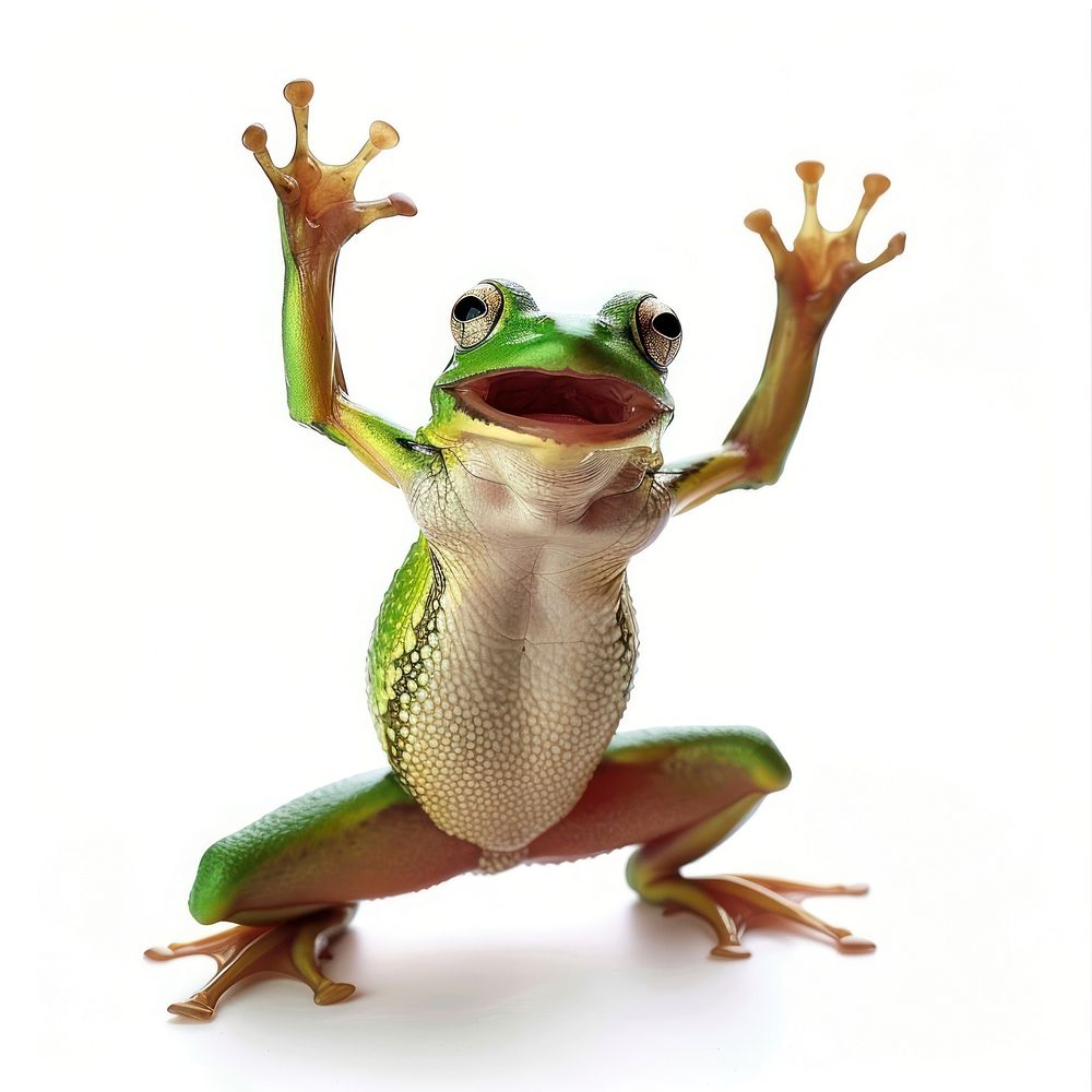 Happy smiling dancing frog amphibian | Free Photo - rawpixel