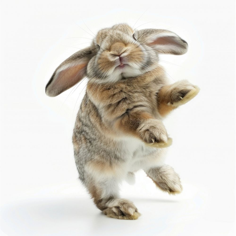 Happy smiling dancing rabbit French | Free Photo - rawpixel