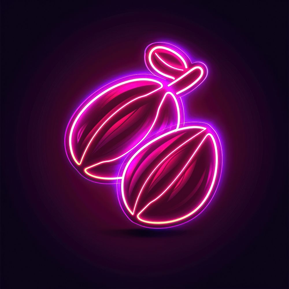 Nuts icon purple neon light. | Free Photo Illustration - rawpixel