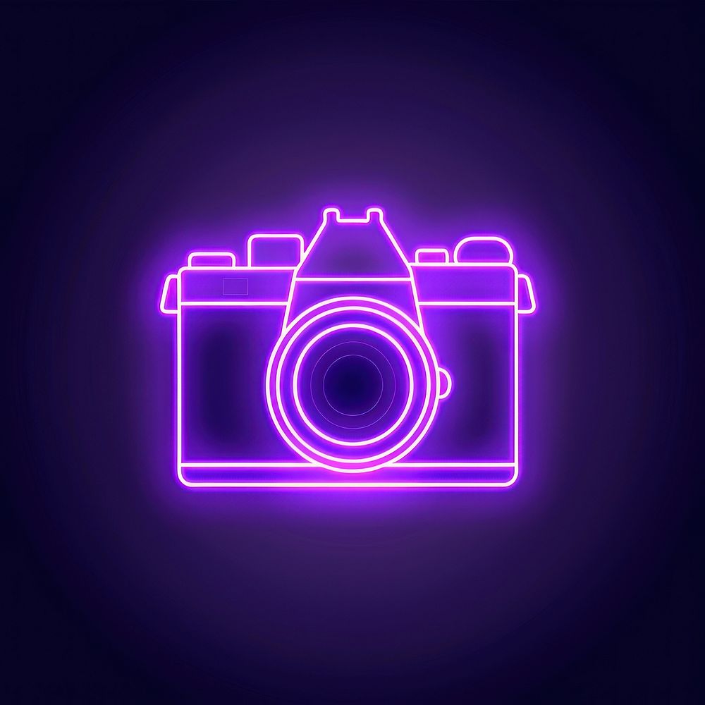 Camera icon neon light disk. | Free Photo Illustration - rawpixel
