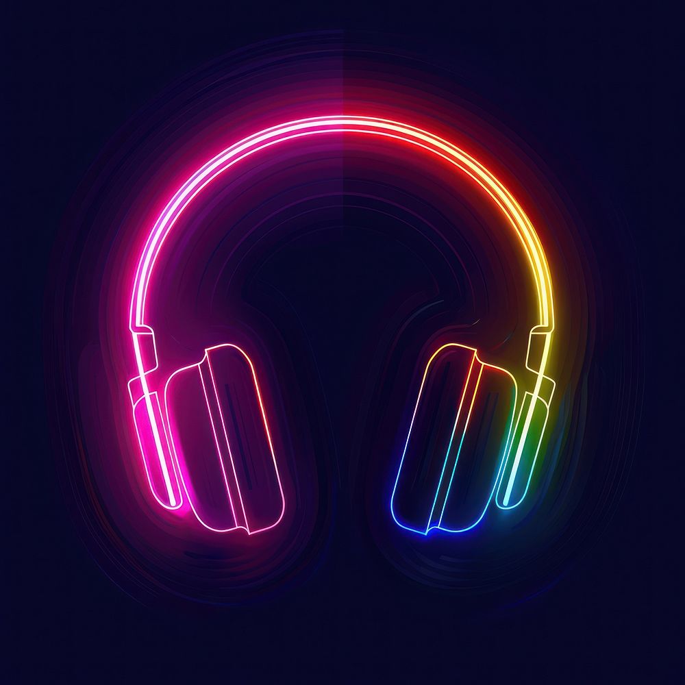 Head phone icon neon purple | Free Photo Illustration - rawpixel