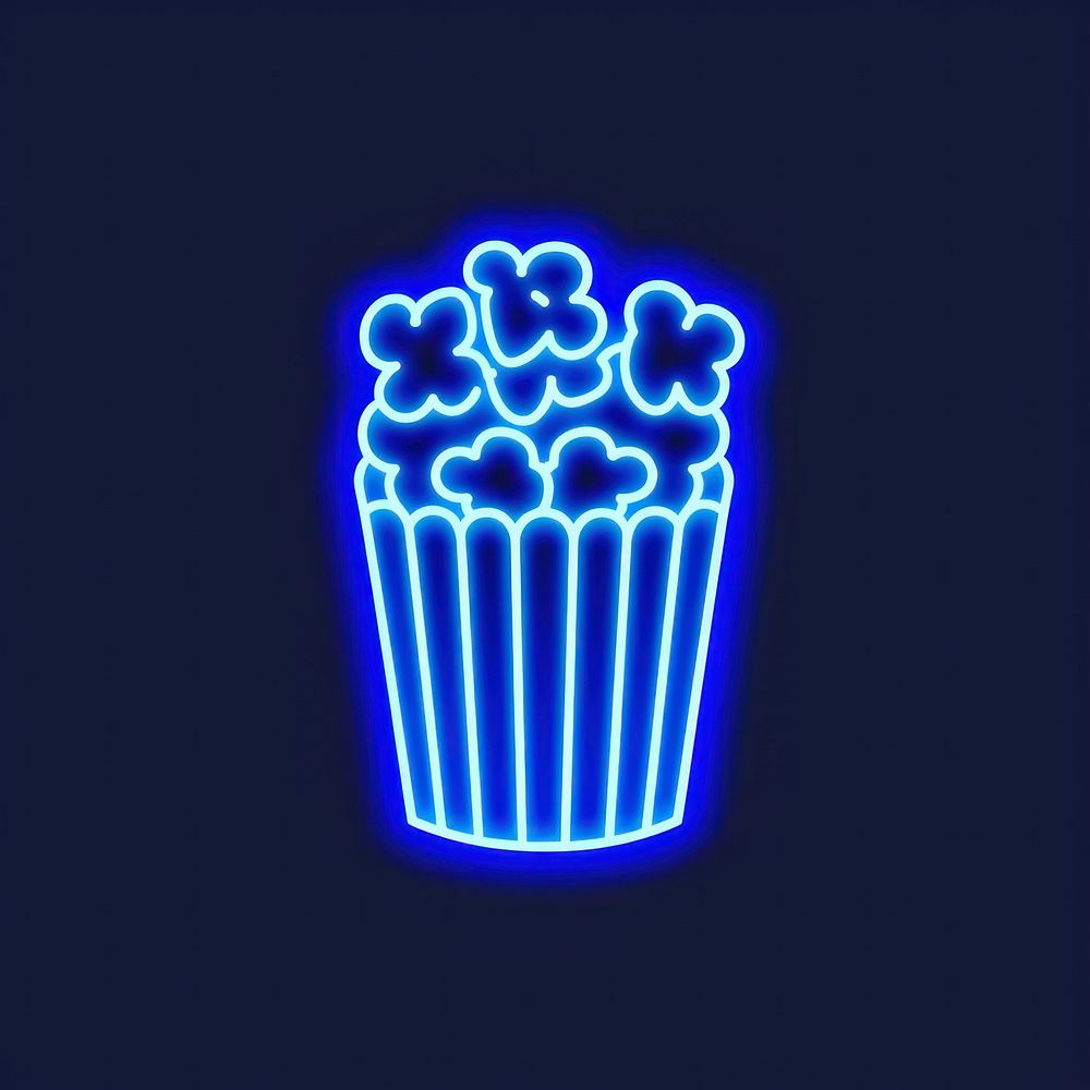 Popcorn icon neon lighting. | Free Photo Illustration - rawpixel