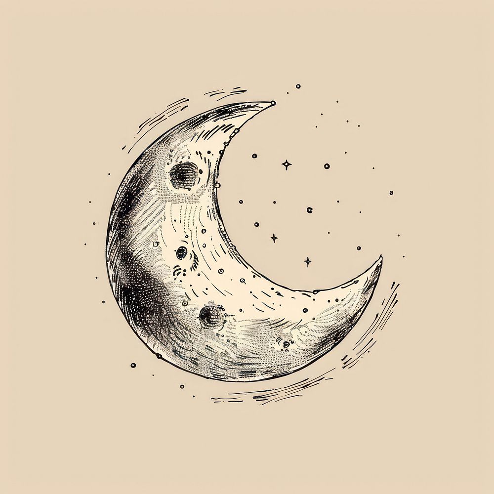 Hand drawn moon phase waning | Free Photo Illustration - rawpixel