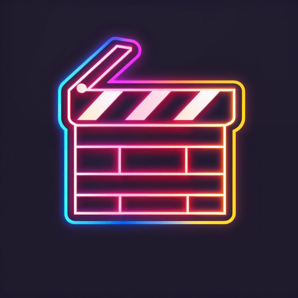 Movie clapper neon scoreboard light. | Free Photo Illustration - rawpixel