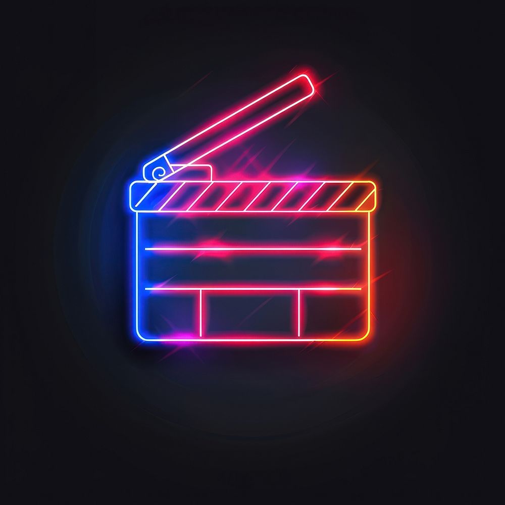Movie clapper neon scoreboard light. | Free Photo Illustration - rawpixel