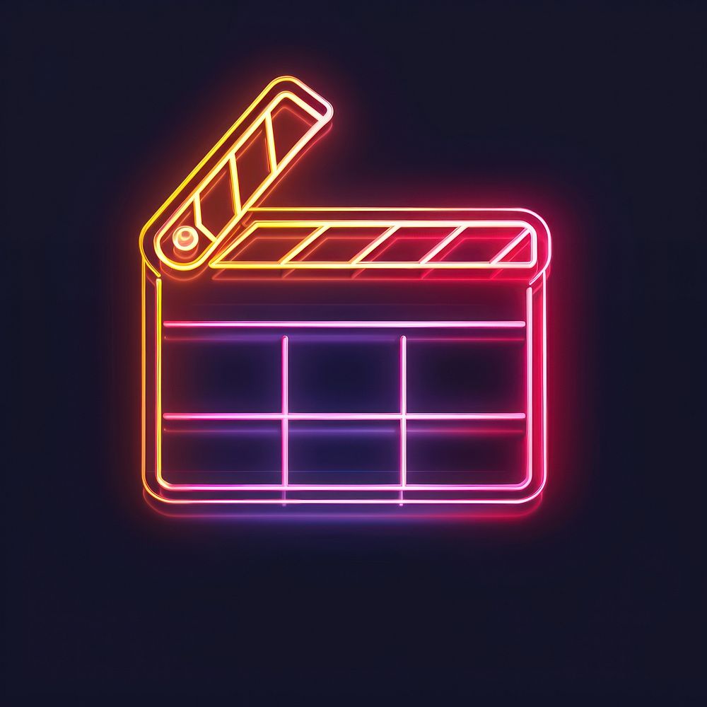 Movie clapper neon scoreboard light. | Free Photo Illustration - rawpixel