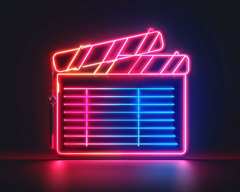 Movie clapper neon scoreboard light. | Free Photo Illustration - rawpixel