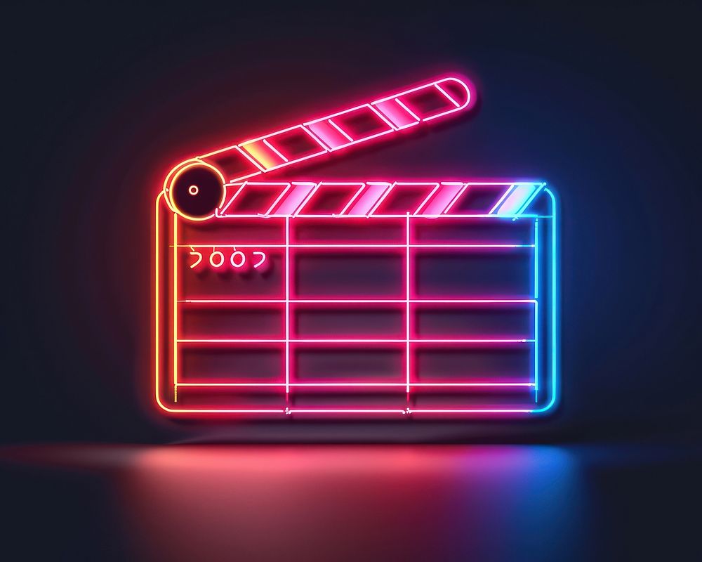 Movie clapper neon scoreboard light. | Free Photo Illustration - rawpixel