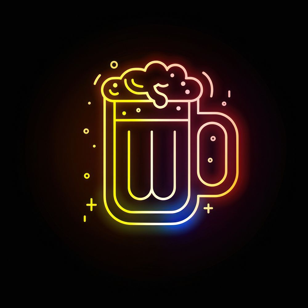 Beer mug neon light disk. | Free Photo Illustration - rawpixel