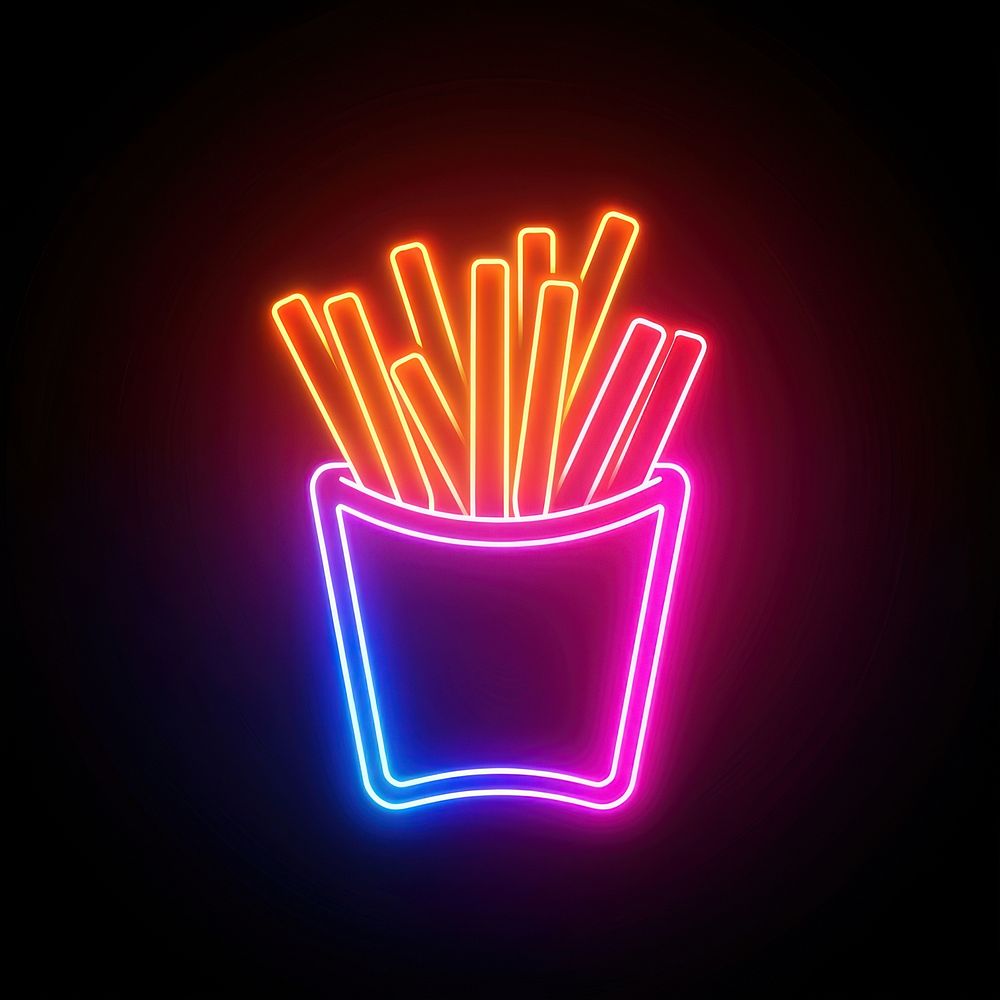 French fries bag neon light | Premium Photo Illustration - rawpixel