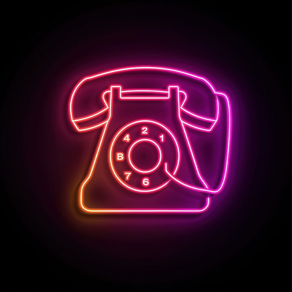Telephone neon light disk. | Free Photo Illustration - rawpixel