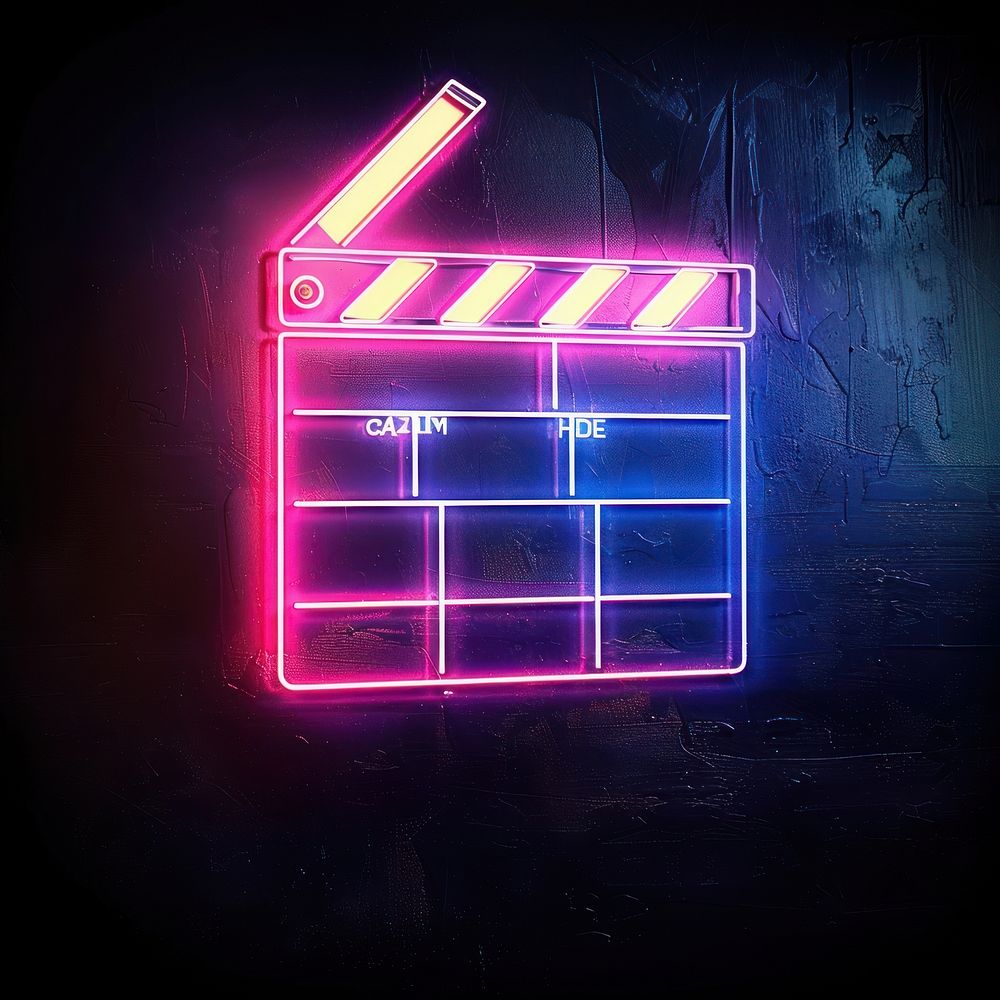 Vintage movie clapper neon lighting | Free Photo Illustration - rawpixel