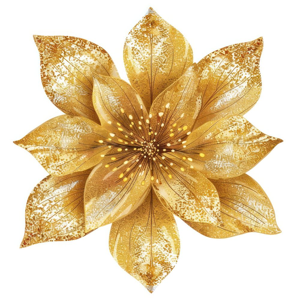 Gold glitter single line flower | Free Photo Illustration - rawpixel