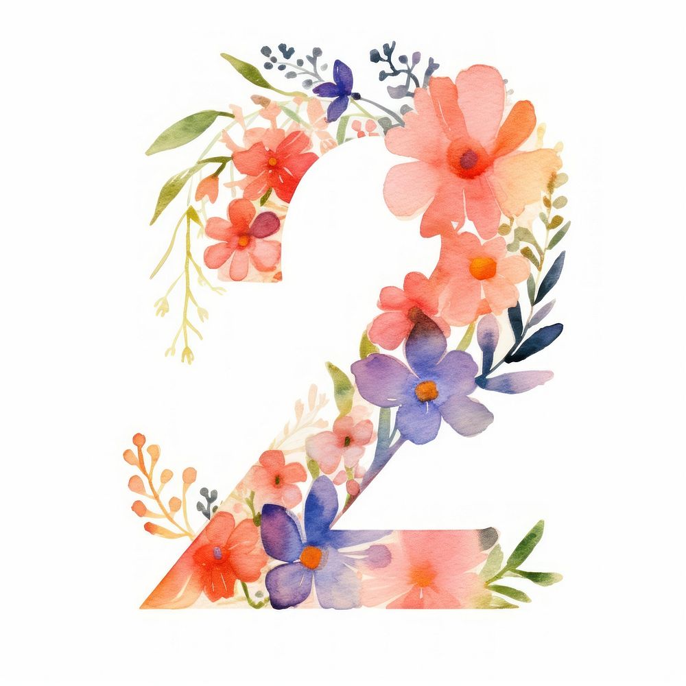 Floral number 2 graphics envelope | Free Photo Illustration - rawpixel