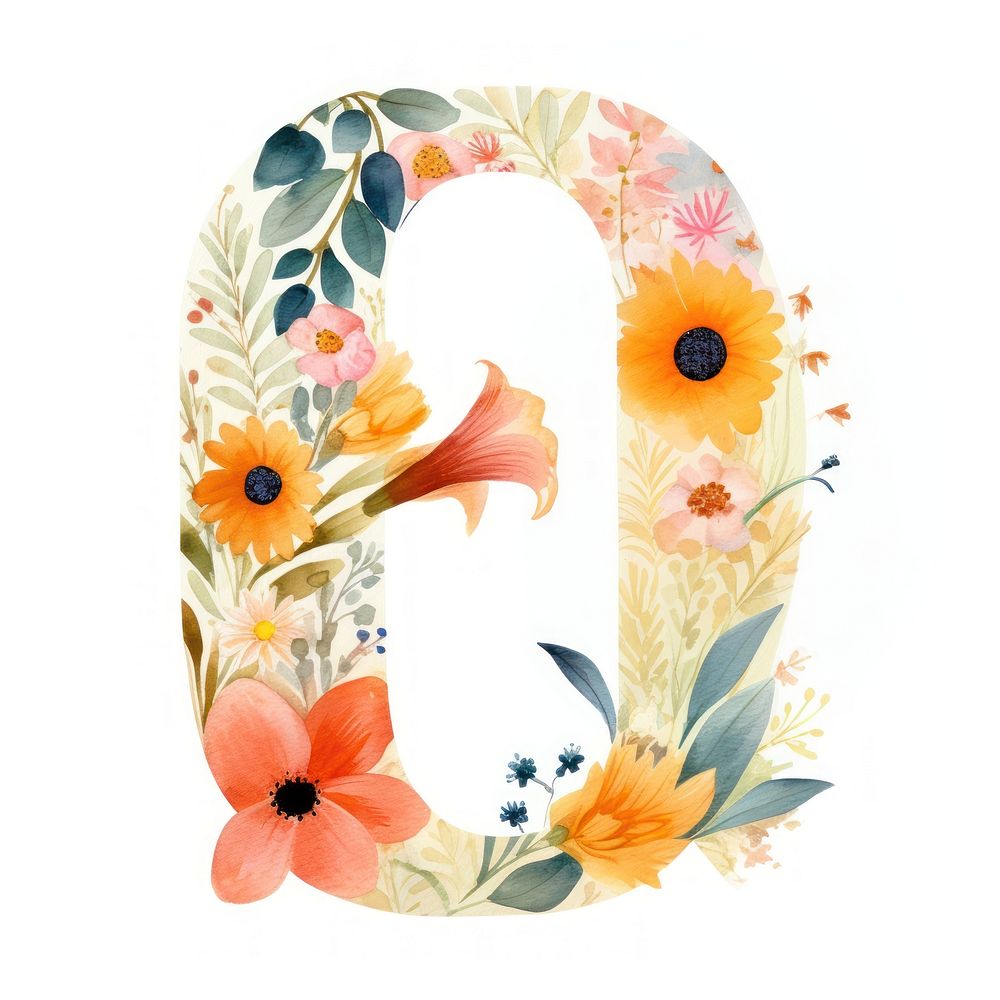 Floral alphabet O text horseshoe | Free Photo Illustration - rawpixel