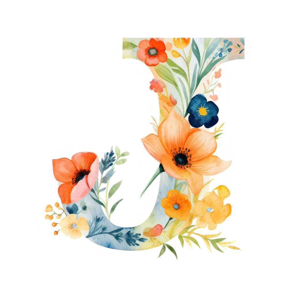 Floral alphabet j text graphics | Free Photo Illustration - rawpixel
