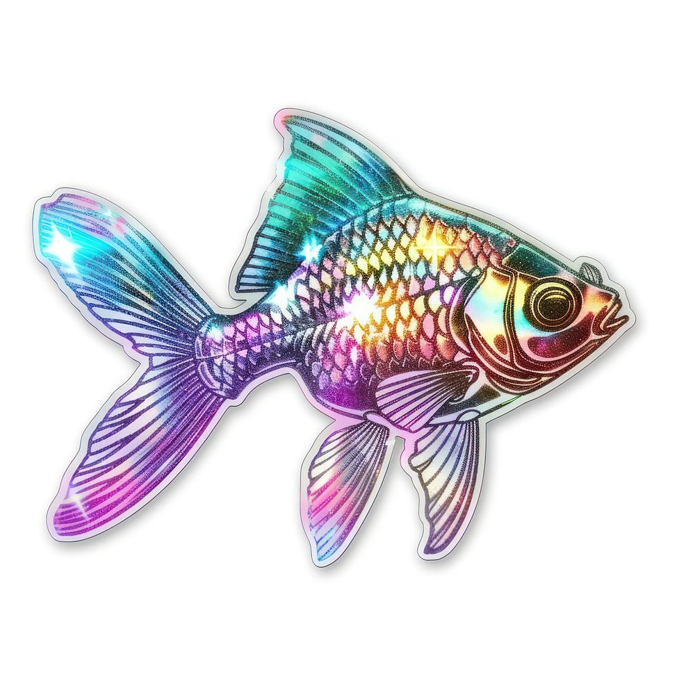 Glitter fish flat sticker angelfish | Free Photo Illustration - rawpixel