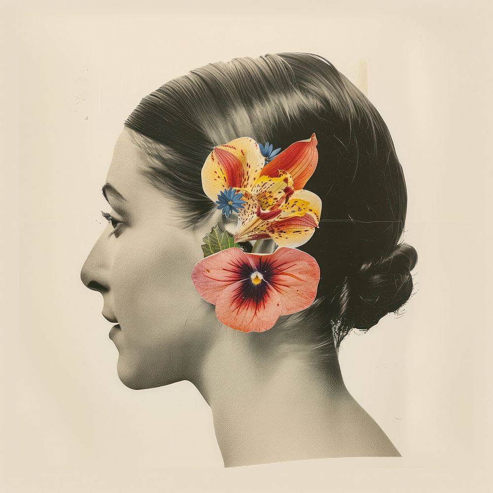 Paper collage ear flower blossom | Free Photo Illustration - rawpixel