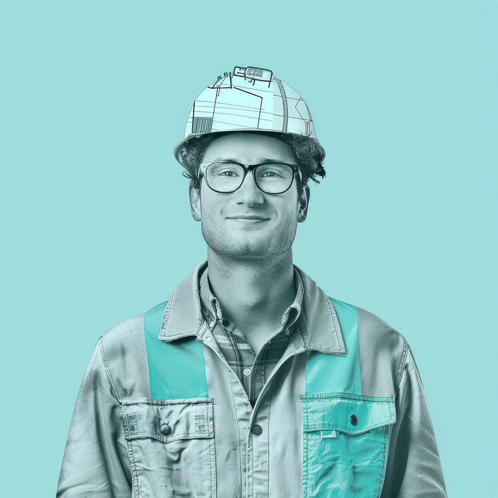 Photo collage engineer portrait hat | Free Photo Illustration - rawpixel