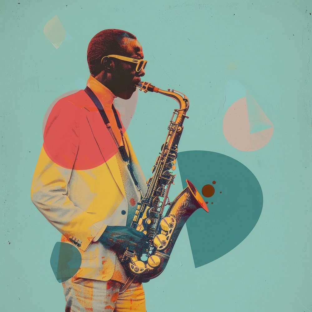 Collage man playing saxophone person | Premium Photo Illustration ...